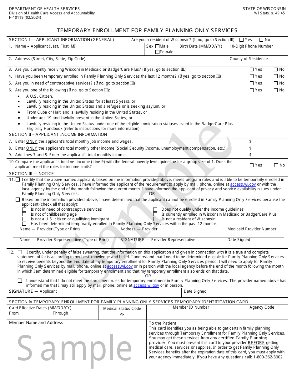 Form F-10119 Download Printable PDF or Fill Online Temporary Enrollment ...