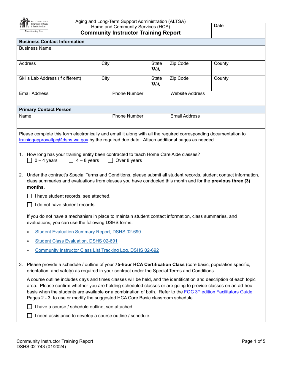 DSHS Form 02-743 - Fill Out, Sign Online and Download Printable PDF ...
