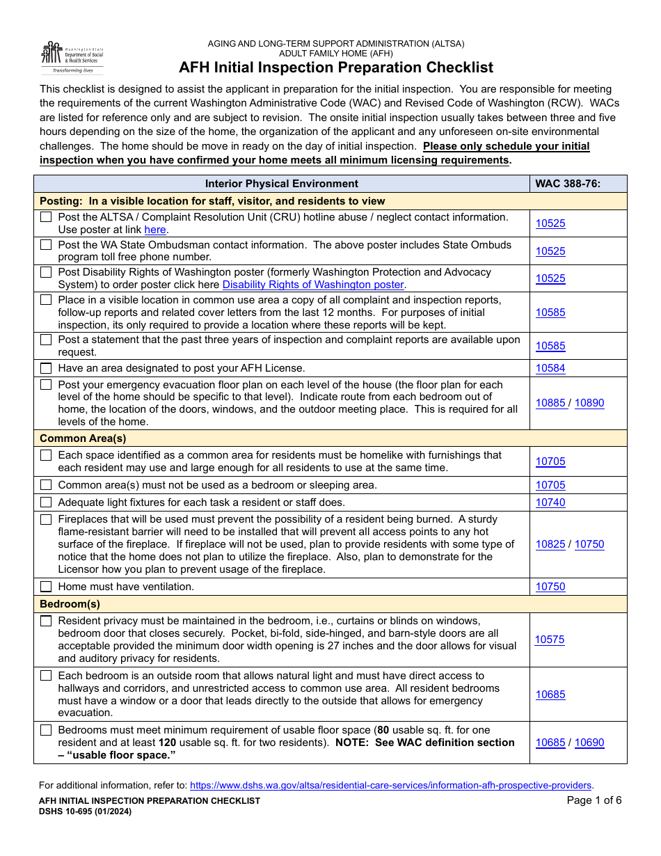 DSHS Form 10-695 - Fill Out, Sign Online and Download Fillable PDF ...