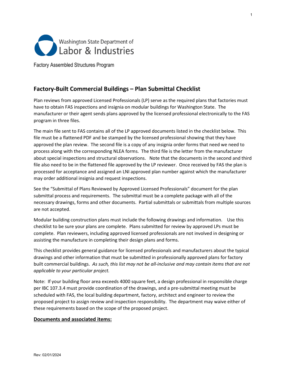 Washington Factory-Built Commercial Buildings - Plan Submittal ...