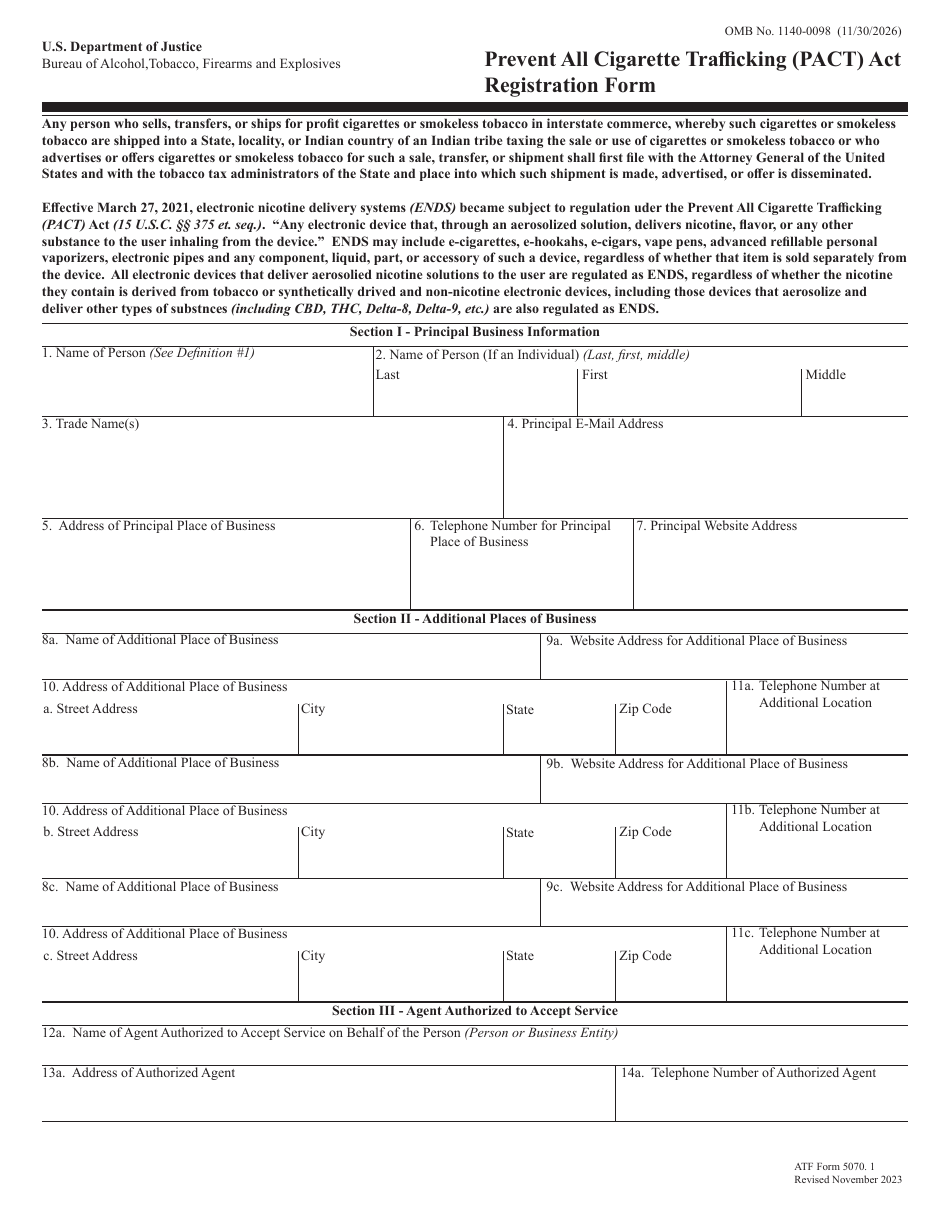 ATF Form 5070.1 - Fill Out, Sign Online and Download Fillable PDF ...
