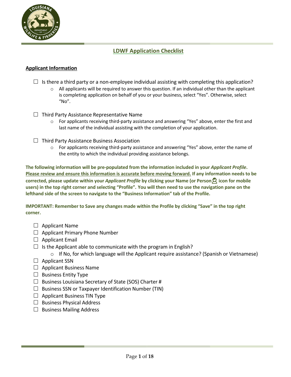 Louisiana Ldwf Application Checklist - Fill Out, Sign Online and ...