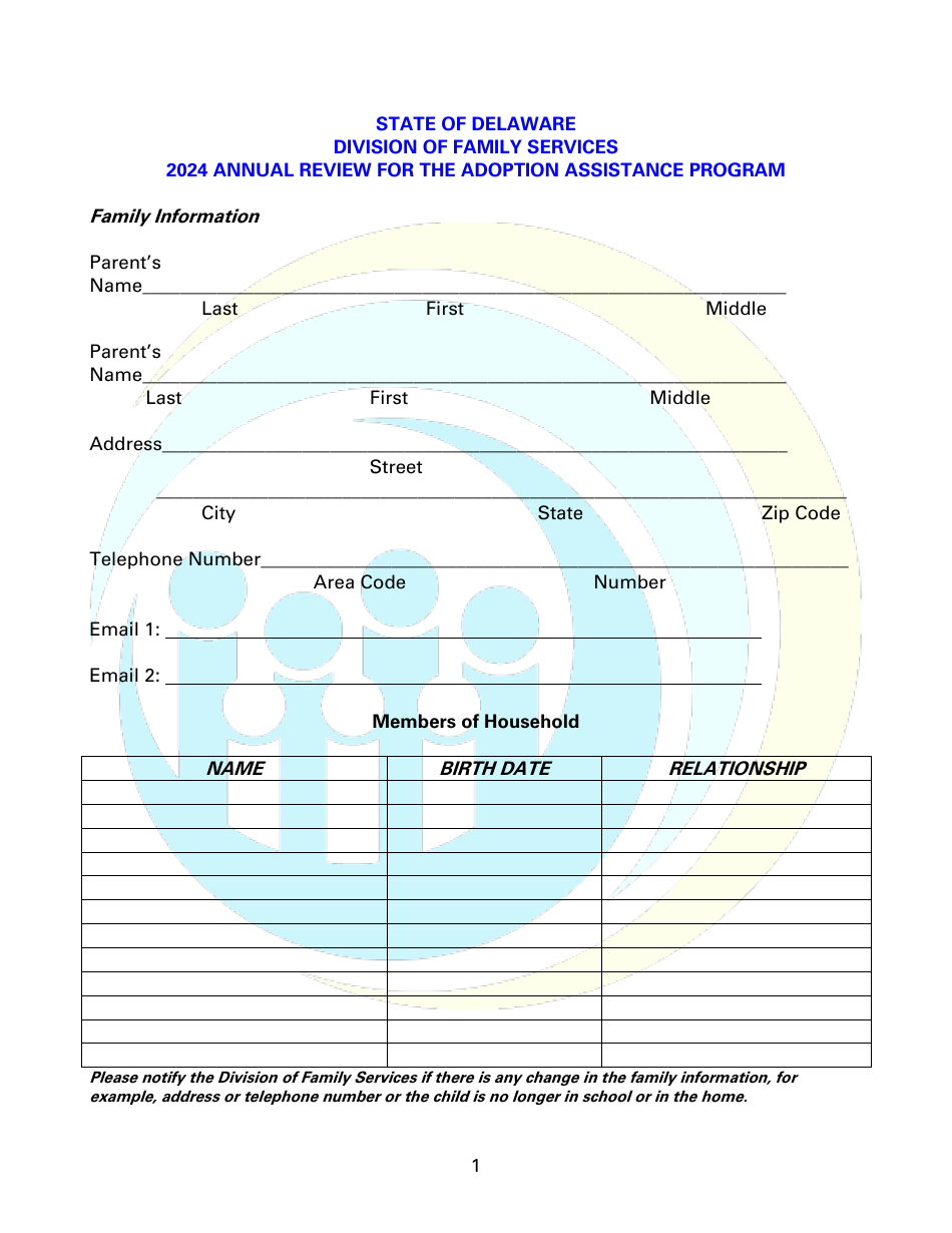 2024 Delaware Annual Review for the Adoption Assistance Program - Fill ...