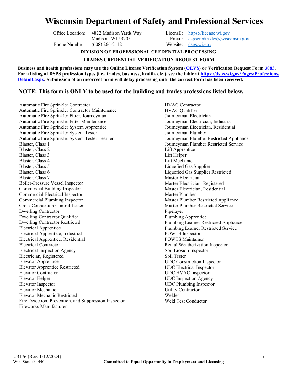 Form 3176 Download Fillable PDF or Fill Online Trades Credential ...