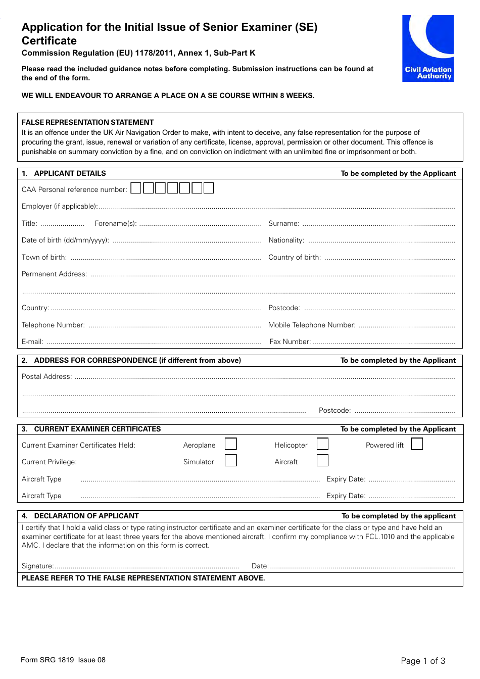 Form SRG1819 Download Fillable PDF or Fill Online Application for the ...