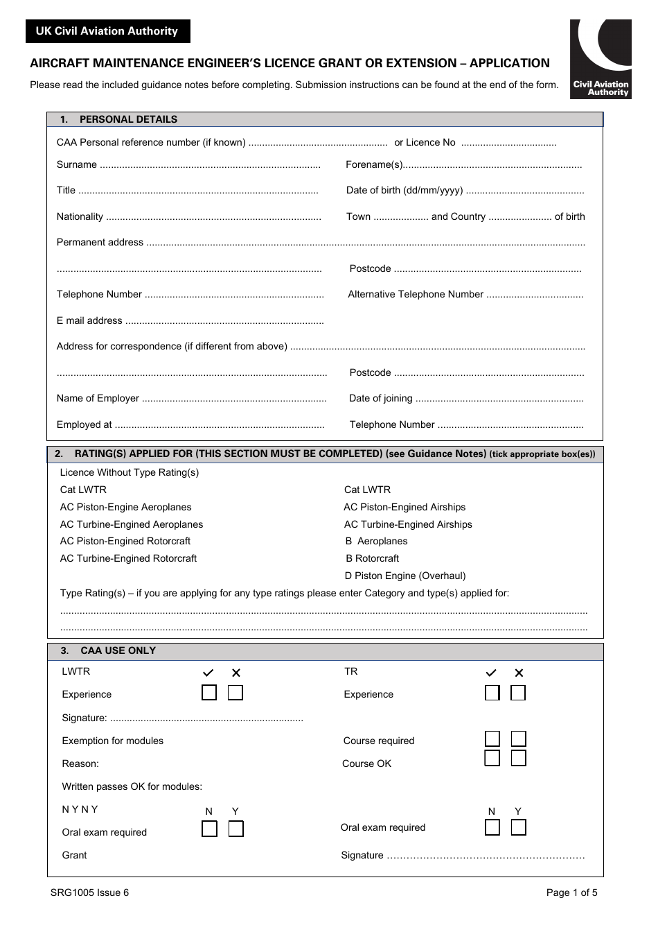 Form SRG1005 - Fill Out, Sign Online and Download Fillable PDF, United ...