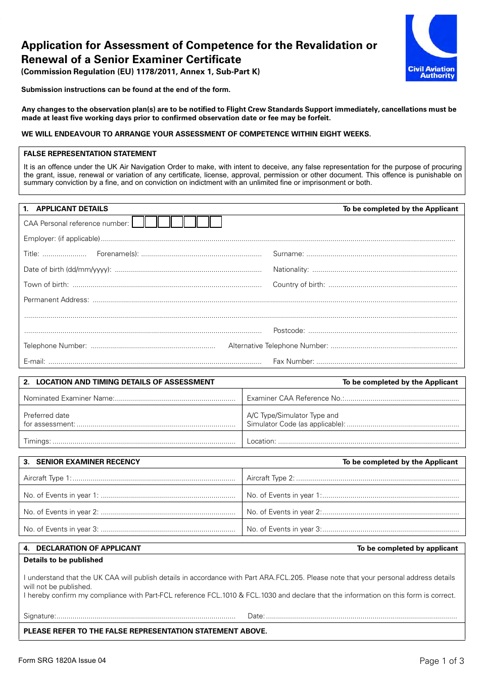 Form SRG1820A Download Fillable PDF or Fill Online Application for ...