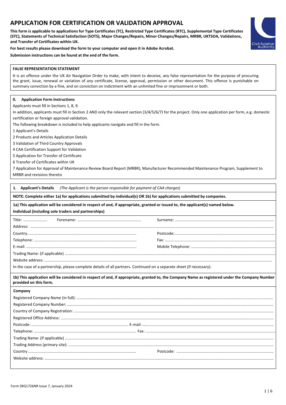 Form SRG1726NR - Fill Out, Sign Online and Download Fillable PDF ...