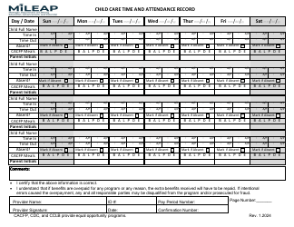 Michigan Child Care Time and Attendance Record - Fill Out, Sign Online ...