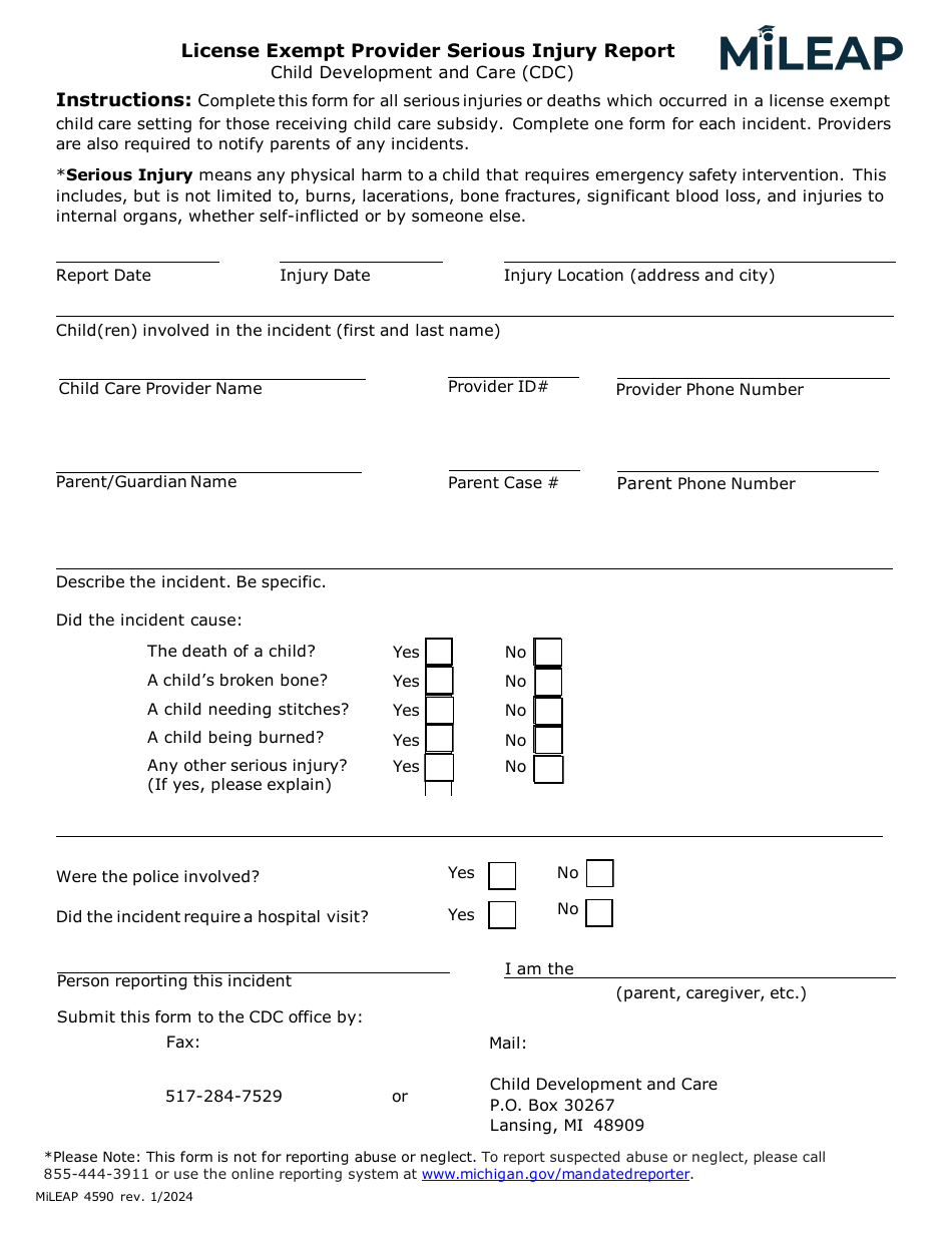 MiLEAP Form 4590 - Fill Out, Sign Online and Download Fillable PDF ...