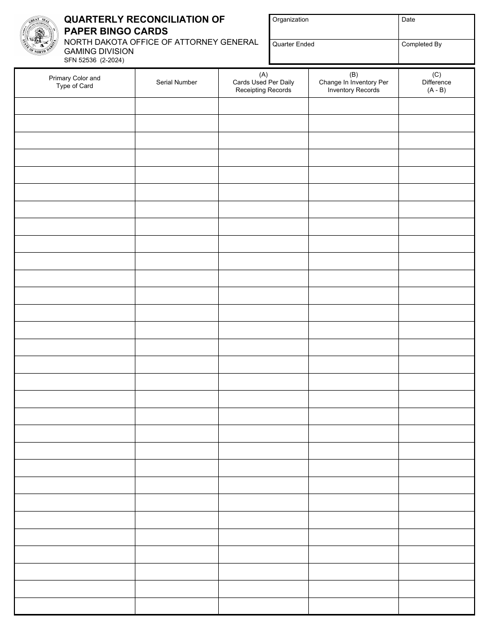 Form SFN52536 Download Fillable PDF or Fill Online Quarterly ...