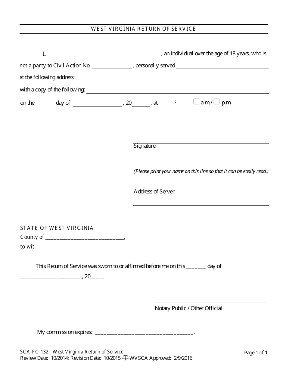 Form SCA-FC-132 - Fill Out, Sign Online and Download Fillable PDF, West ...