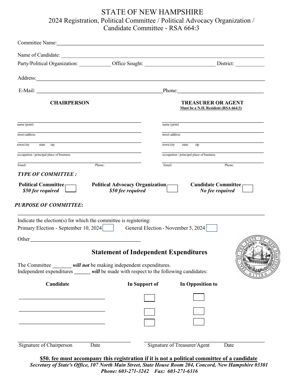 2024 New Hampshire Registration Form - Political Committee/Political ...