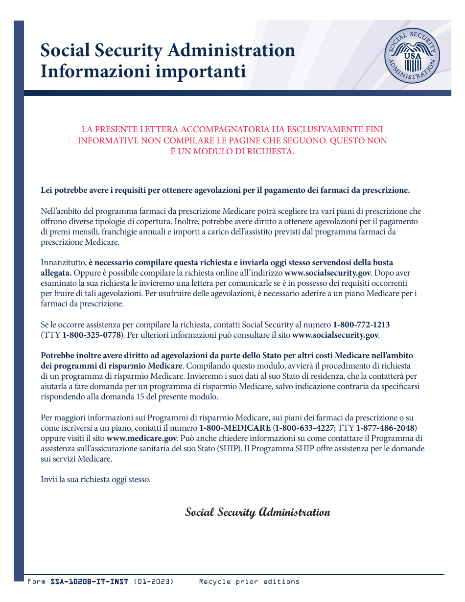 Download Instructions for Form SSA-1020 Application for Extra Help With ...