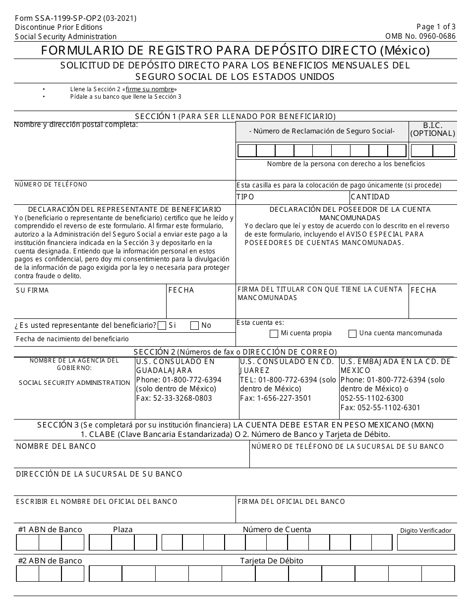 Formulario SSA-1199-SP-OP2 - Fill Out, Sign Online and Download ...