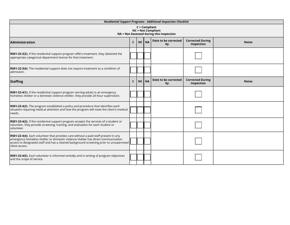 Utah Residential Support Inspection Checklist - Fill Out, Sign Online ...