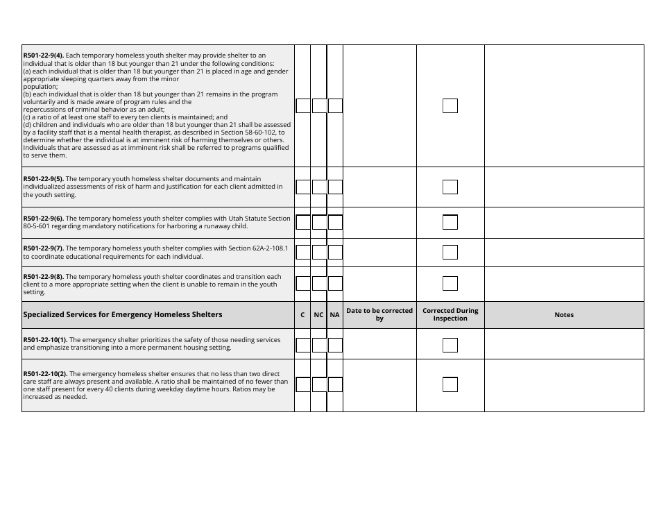 Utah Residential Support Inspection Checklist - Fill Out, Sign Online ...