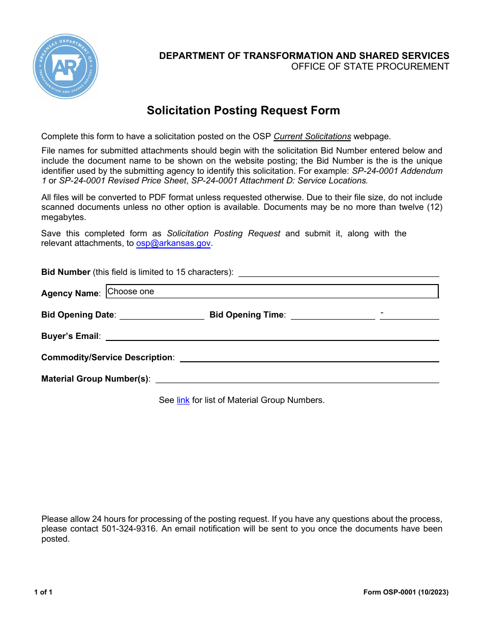 Form OSP-0001 - Fill Out, Sign Online and Download Fillable PDF ...