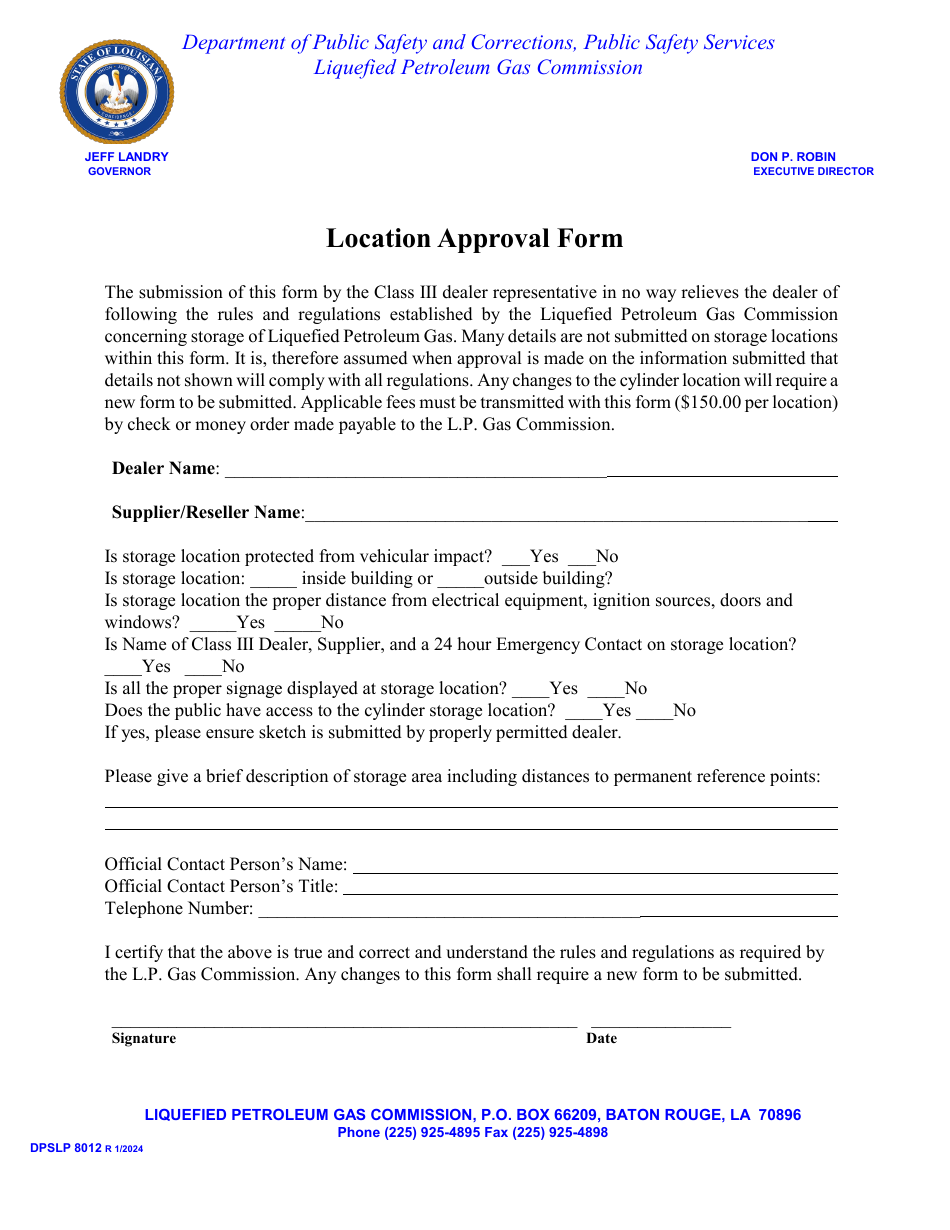 Form DPSLP8012 - Fill Out, Sign Online and Download Printable PDF ...