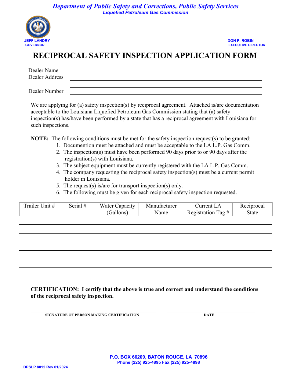 Form DPSLP8012 - Fill Out, Sign Online and Download Printable PDF ...