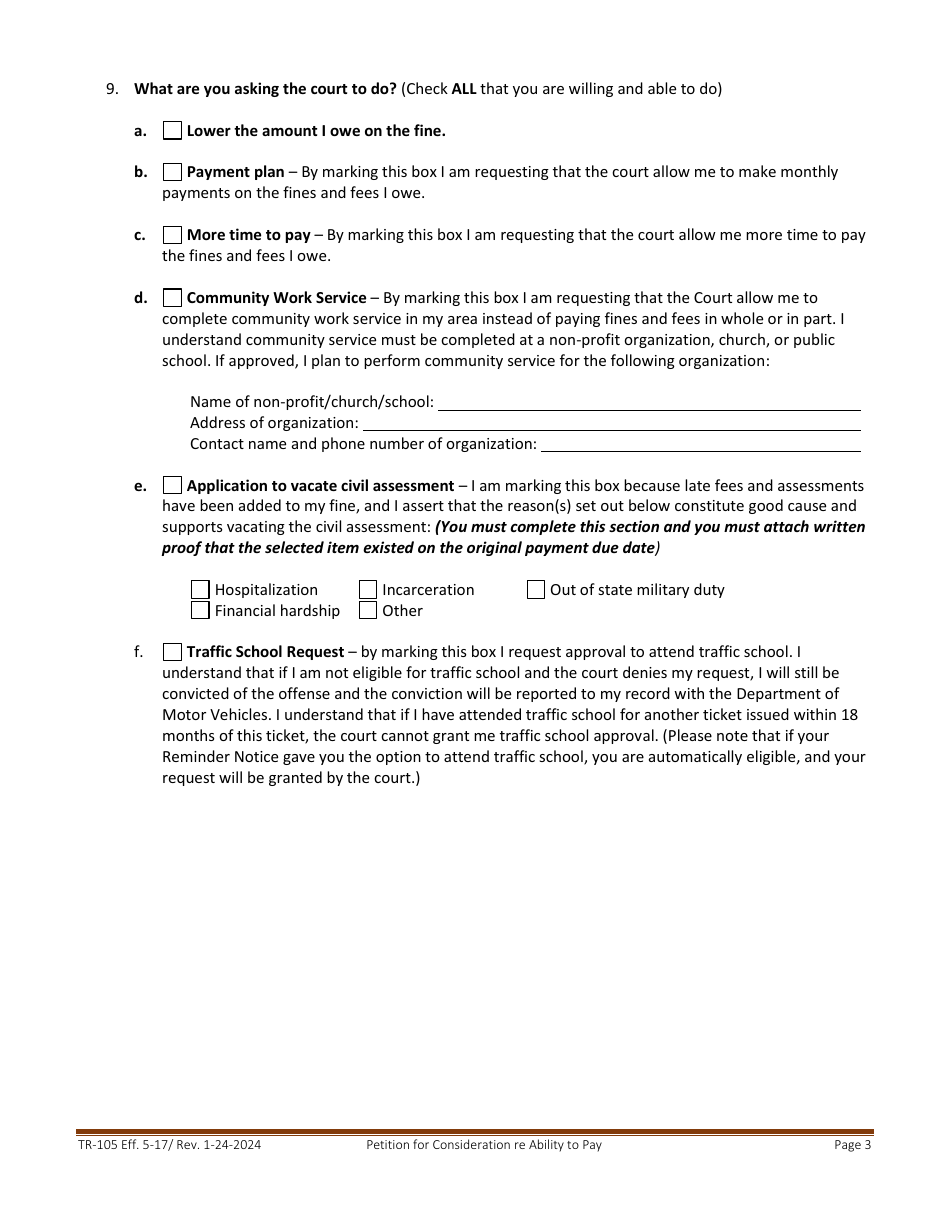 Form TR-105 Download Printable PDF or Fill Online Petition for ... Form TR-105 Download Printable PDF or Fill Online Petition for ...
