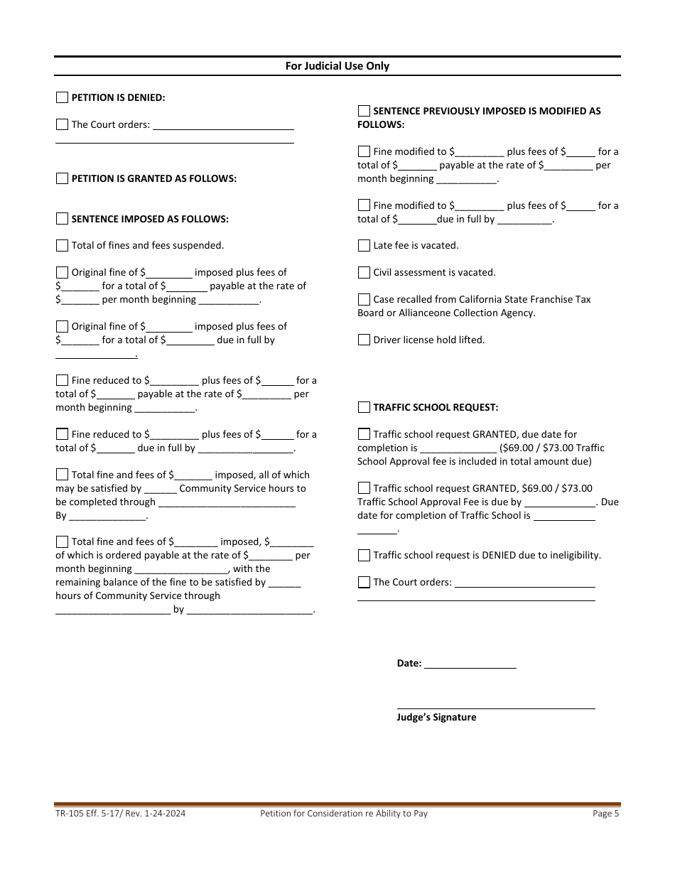 Form TR-105 Download Printable PDF or Fill Online Petition for ... Form TR-105 Download Printable PDF or Fill Online Petition for ...