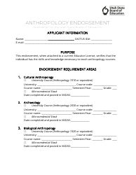Utah Anthropology Endorsement Application - Fill Out, Sign Online and ...