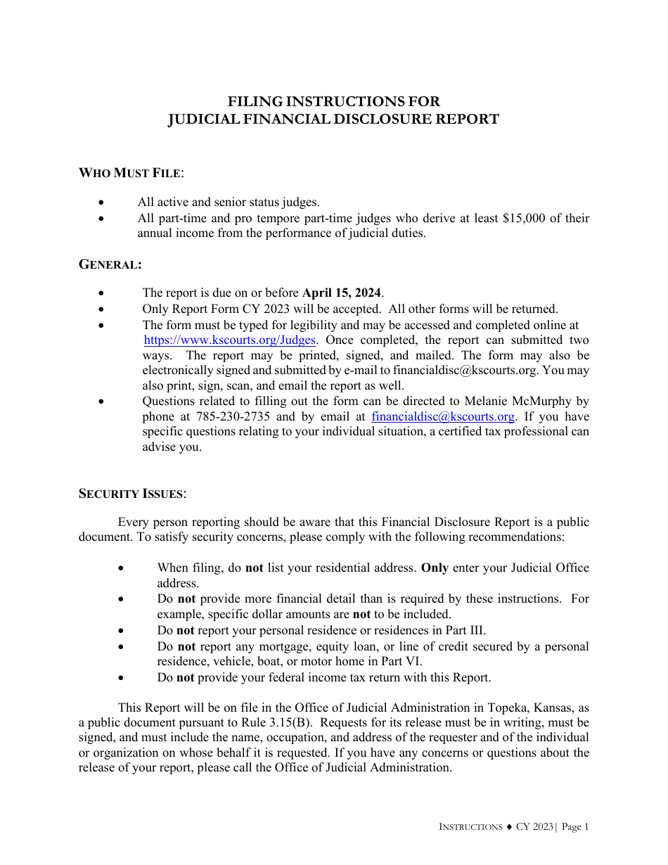 Download Instructions for Judicial Financial Disclosure Report PDF ...
