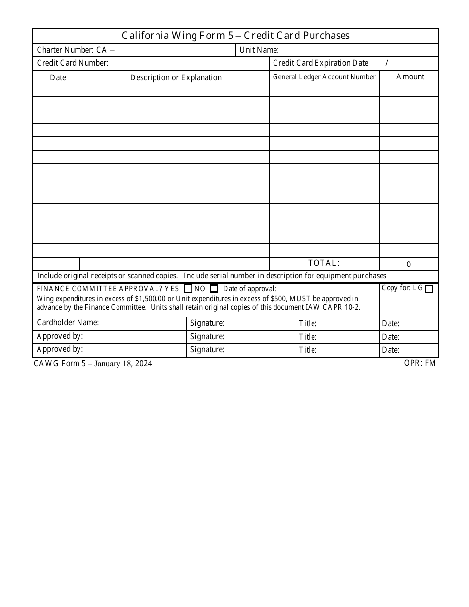 CAWG Form 5 - Fill Out, Sign Online and Download Fillable PDF ...