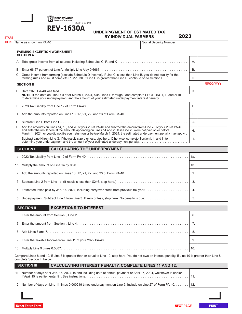 Form REV-1630A Download Fillable PDF or Fill Online Underpayment of ...