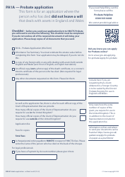 Form PA1A - Fill Out, Sign Online and Download Fillable PDF, United Kingdom | Templateroller