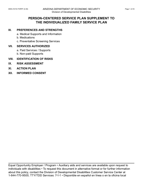 Form DDD-2121A Download Fillable PDF or Fill Online Person-Centered ...