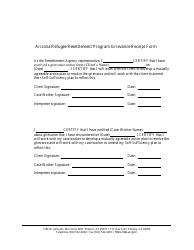 Arizona Grievance Receipt Form - Arizona Refugee Resettlement Program ...