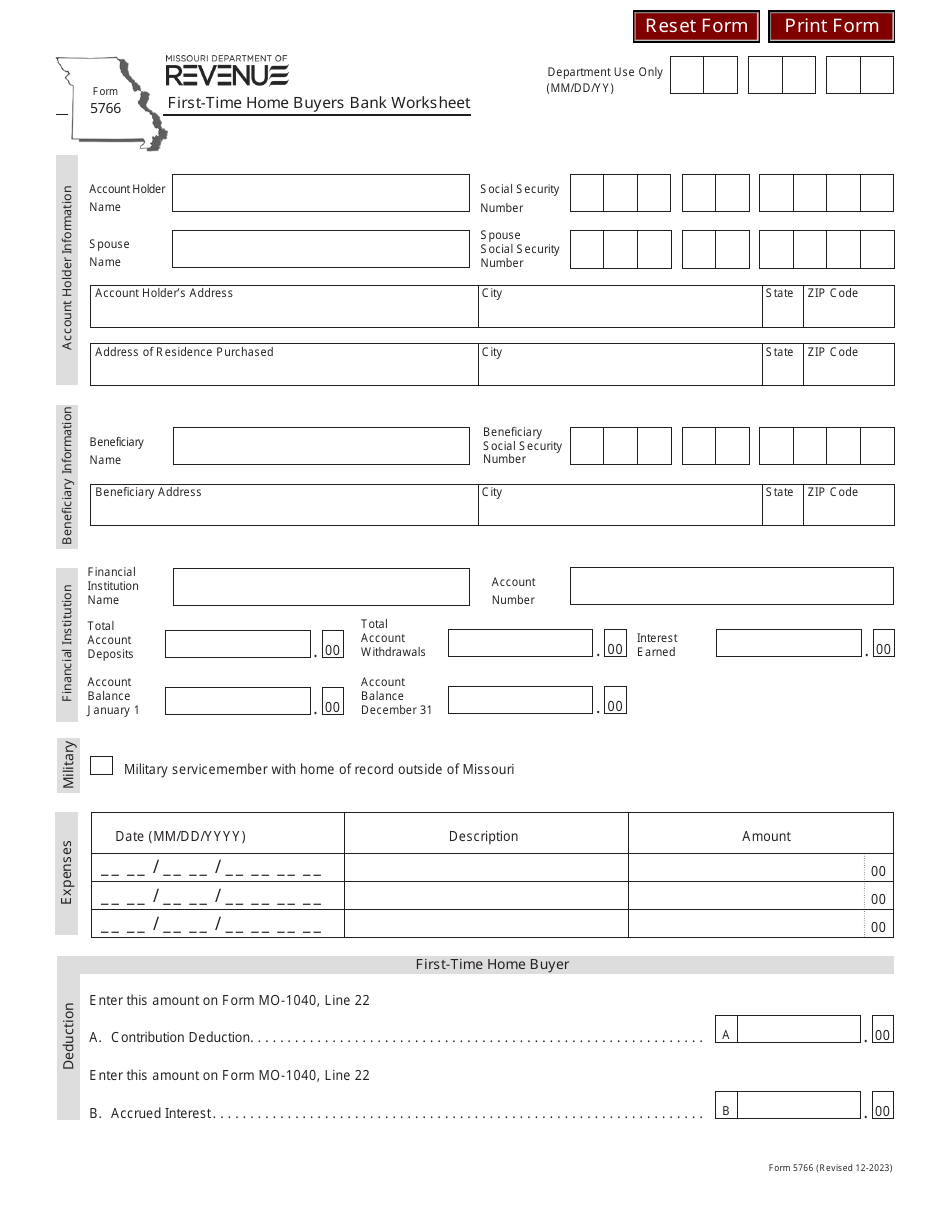 Form 5766 Download Fillable PDF or Fill Online First-Time Home Buyers ...