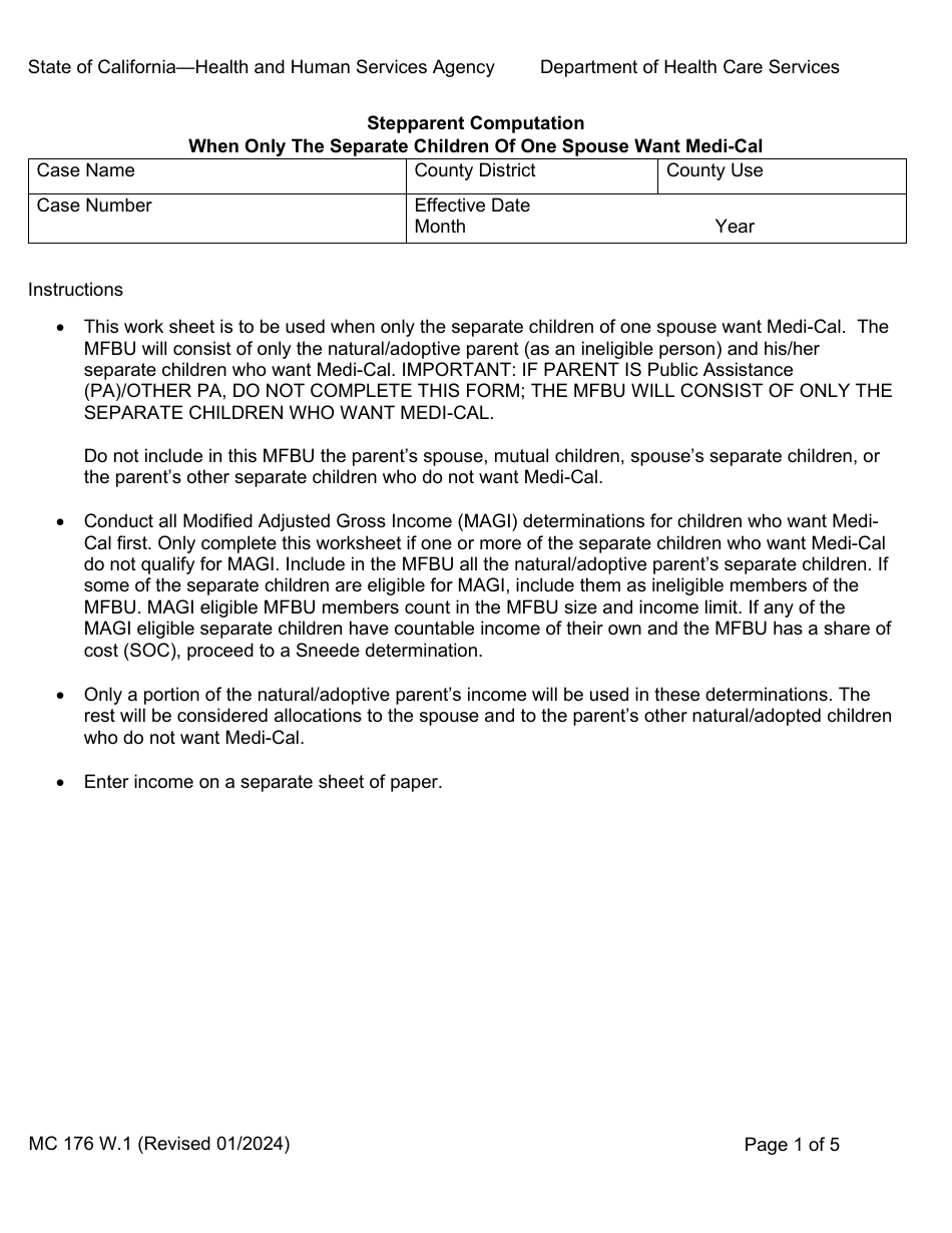 Form MC176 W.1 Download Fillable PDF or Fill Online Stepparent ...
