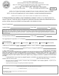New Hampshire Application for New Homestead Food Operation License ...