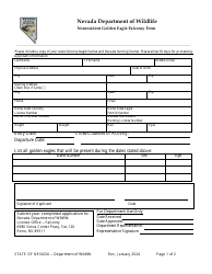 Nevada Nonresident Golden Eagle Falconry Form Download Printable PDF ...