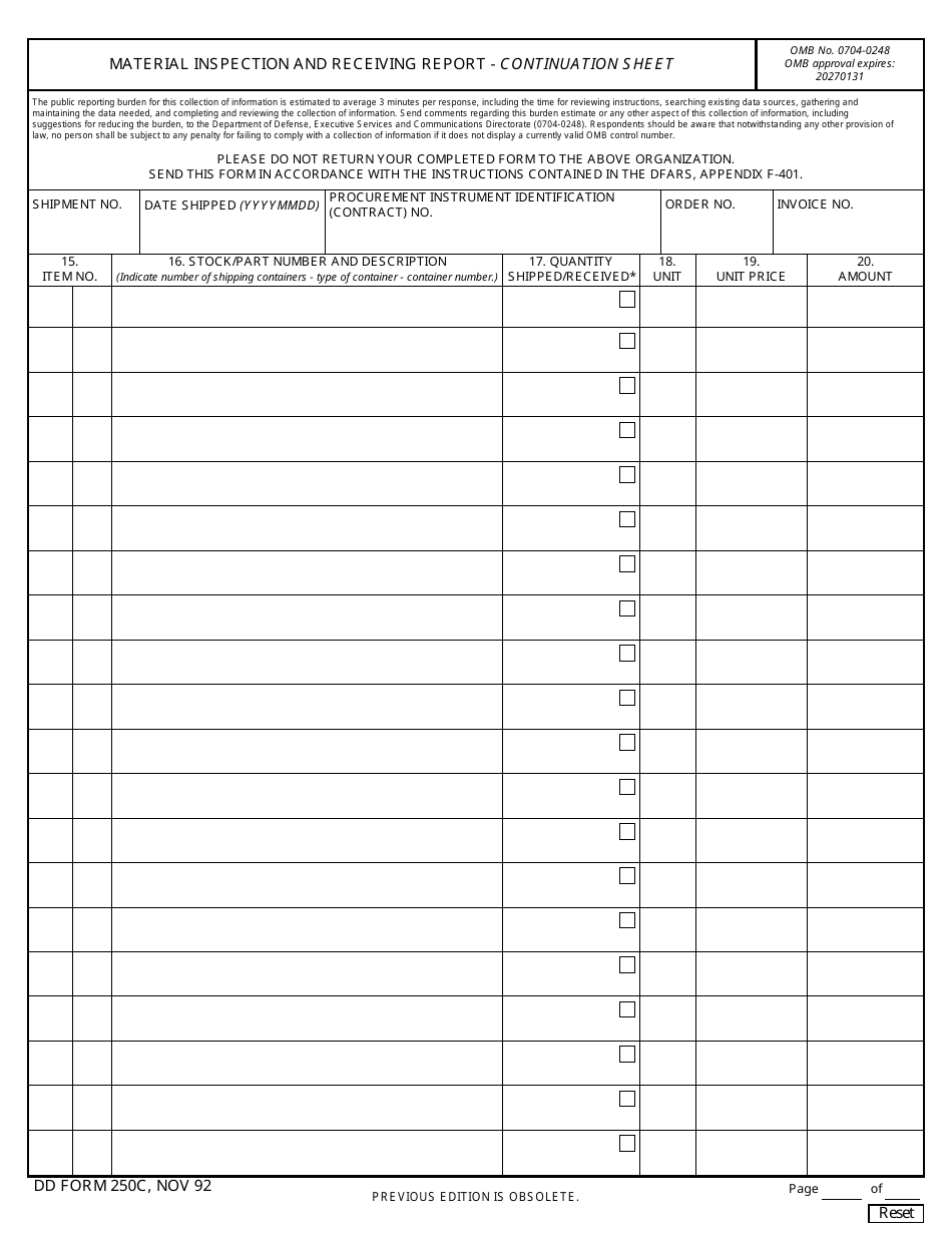 DD Form 250C - Fill Out, Sign Online and Download Fillable PDF ...