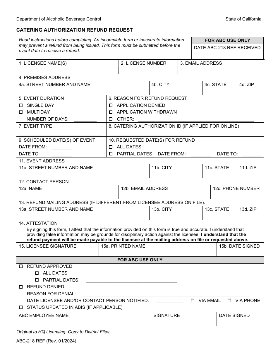 Form ABC-218 REF - Fill Out, Sign Online and Download Fillable PDF ...