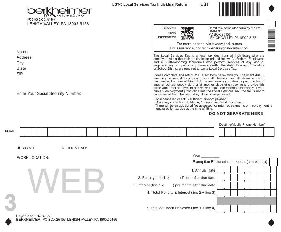 Form LST-3 - Fill Out, Sign Online and Download Fillable PDF, Pennsylvania | Templateroller