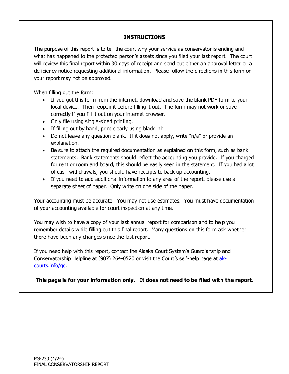 Form PG-230 Download Fillable PDF or Fill Online Final Conservatorship ...
