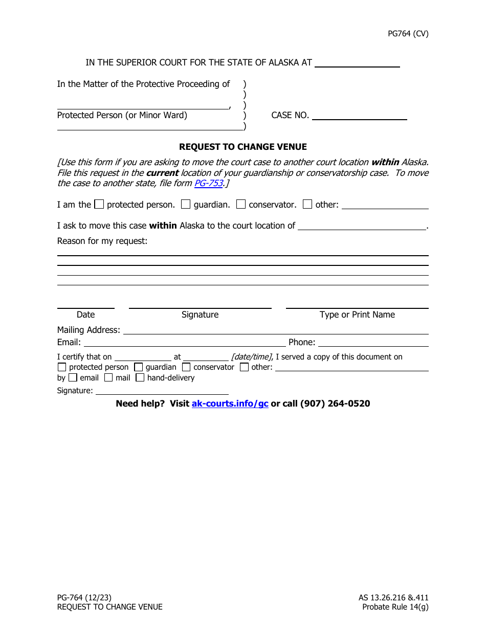 Form PG-764 - Fill Out, Sign Online and Download Fillable PDF, Alaska | Templateroller