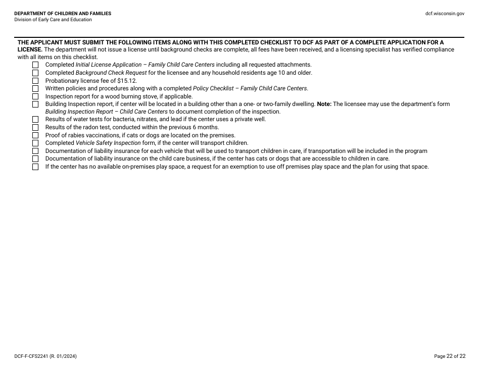 Form DCF-F-CFS2241 Download Printable PDF or Fill Online Initial ...