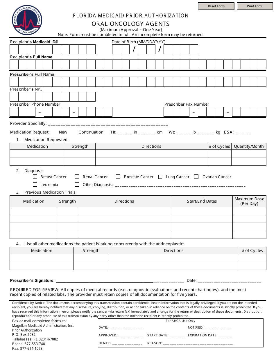 Florida Florida Medicaid Prior Authorization - Oral Oncology Agents ...