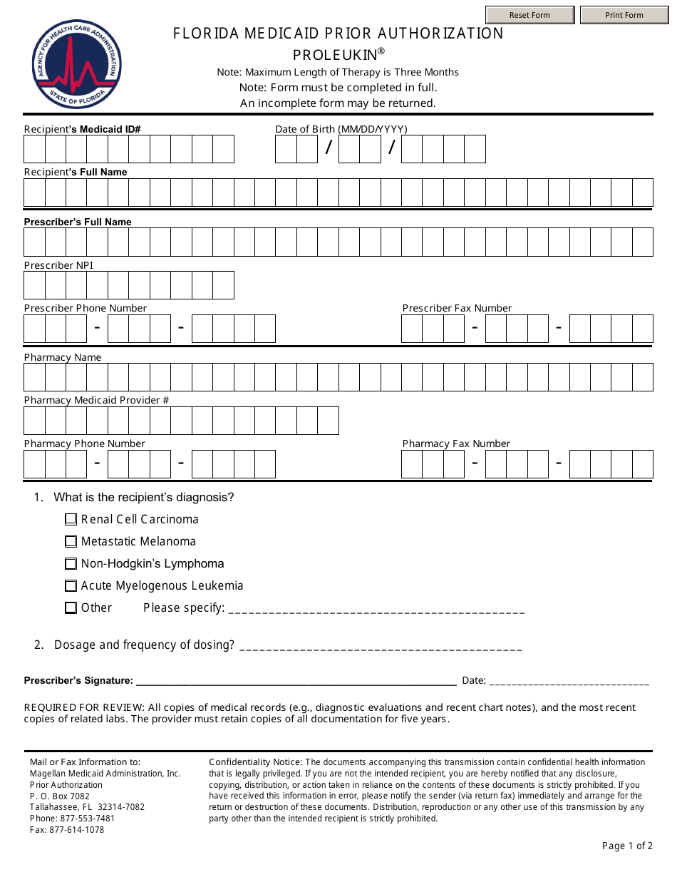 Florida Florida Medicaid Prior Authorization - Proleukin - Fill Out ...