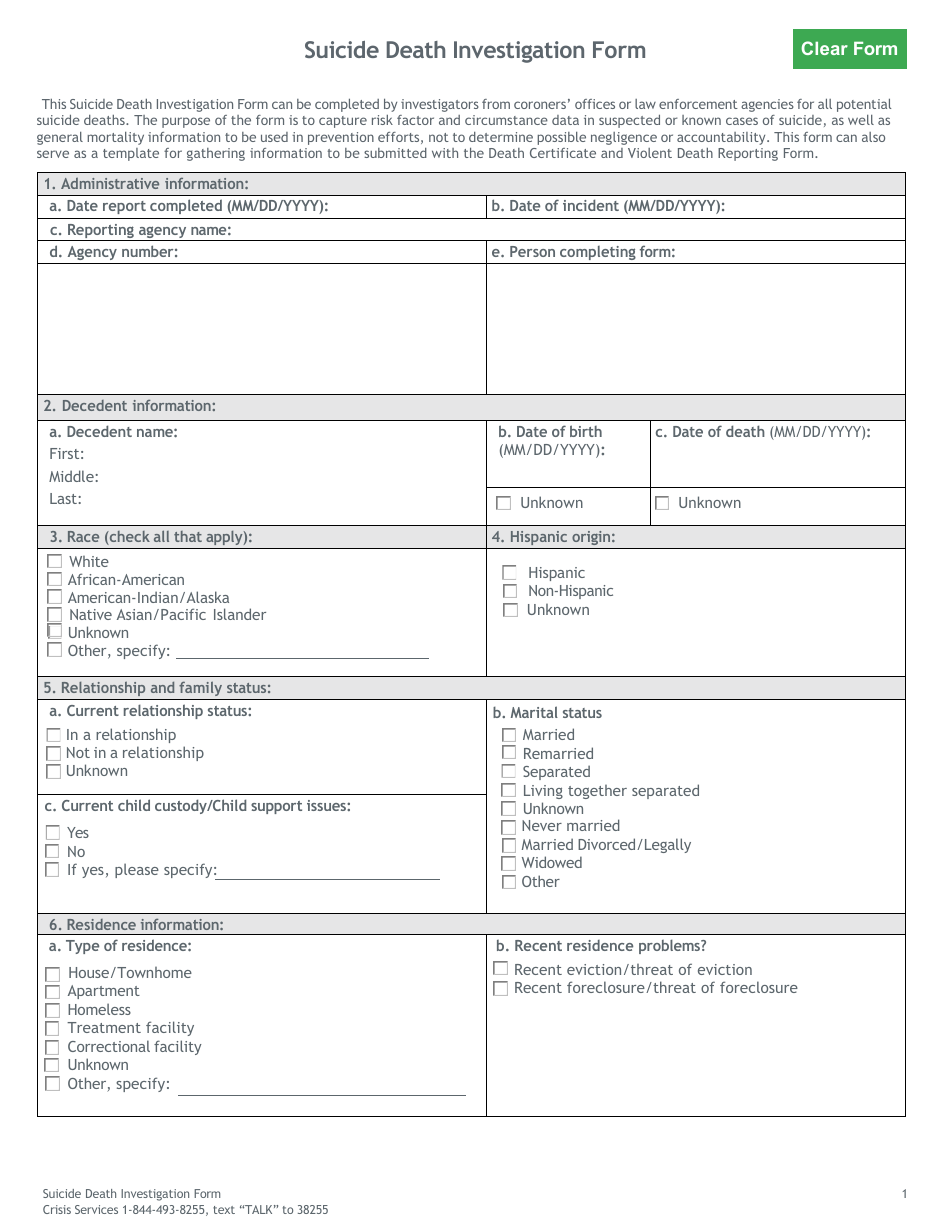 Michigan Suicide Death Investigation Form - Fill Out, Sign Online and ...