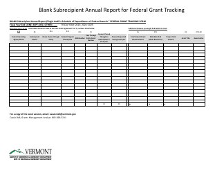 2025 Vermont Blank Subrecipient Annual Report for Federal Grant ...
