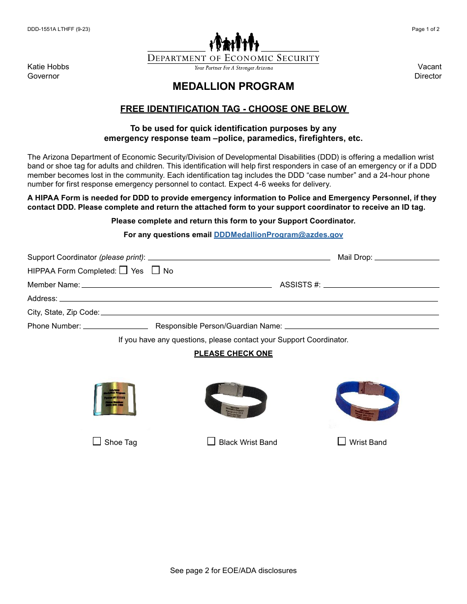 Form DDD-1551A Download Fillable PDF or Fill Online Order Form ...