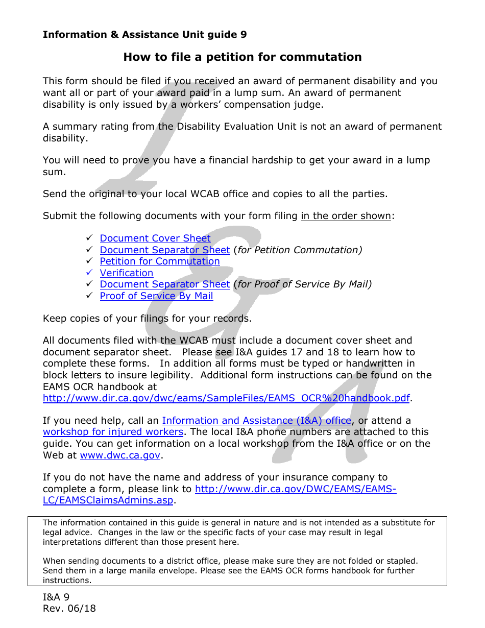 Form I&A9 Download Printable PDF or Fill Online Information and ...