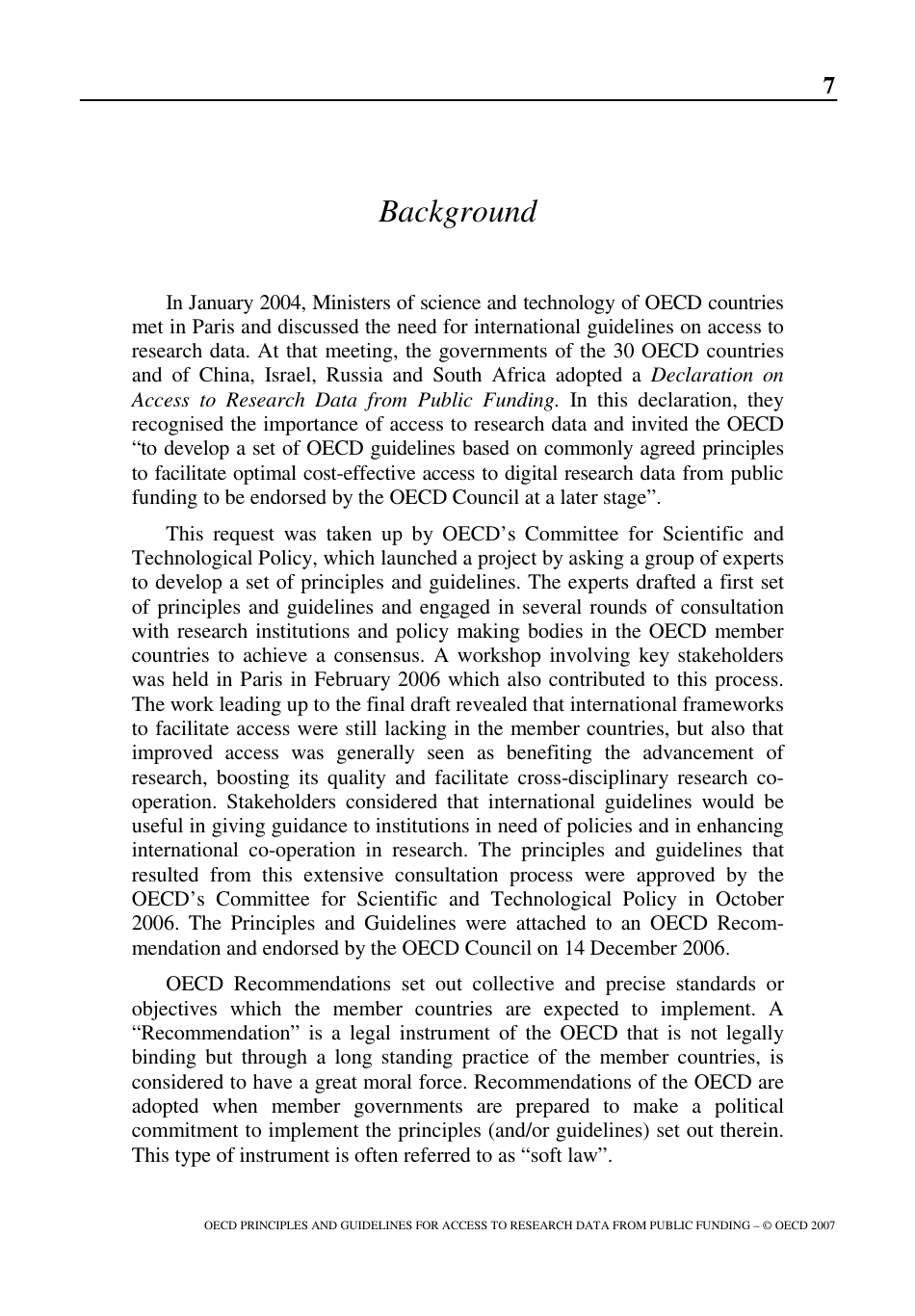 Oecd Principles and Guidelines for Access to Research Data From Public Funding Download ...